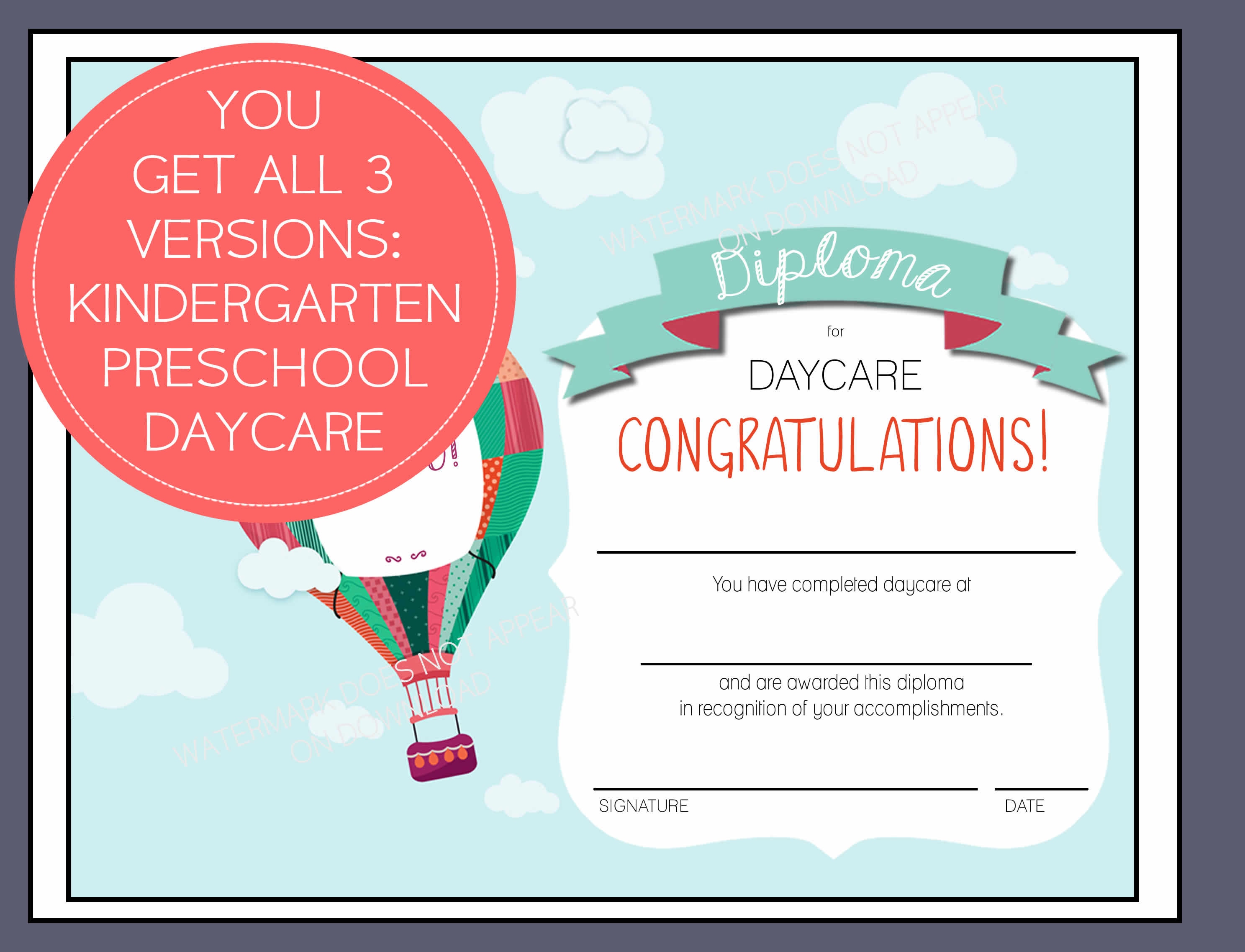 FILL-IN-BLANK Diploma/certificate for Preschool , Daycare ...