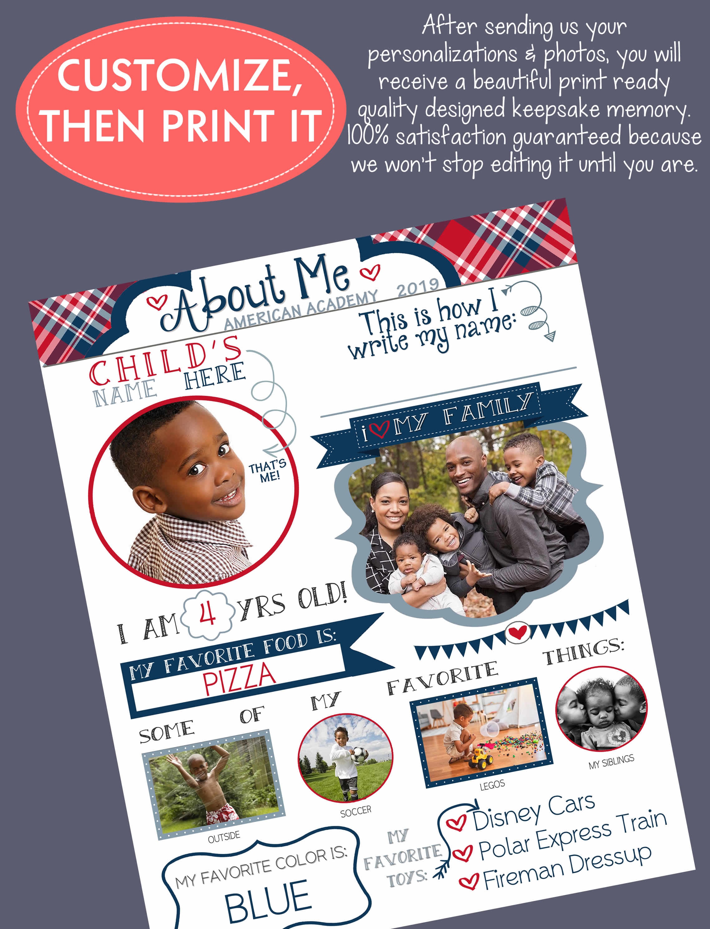 Custom About Me Poster: Personalized Student Gift (digital Download) - Etsy