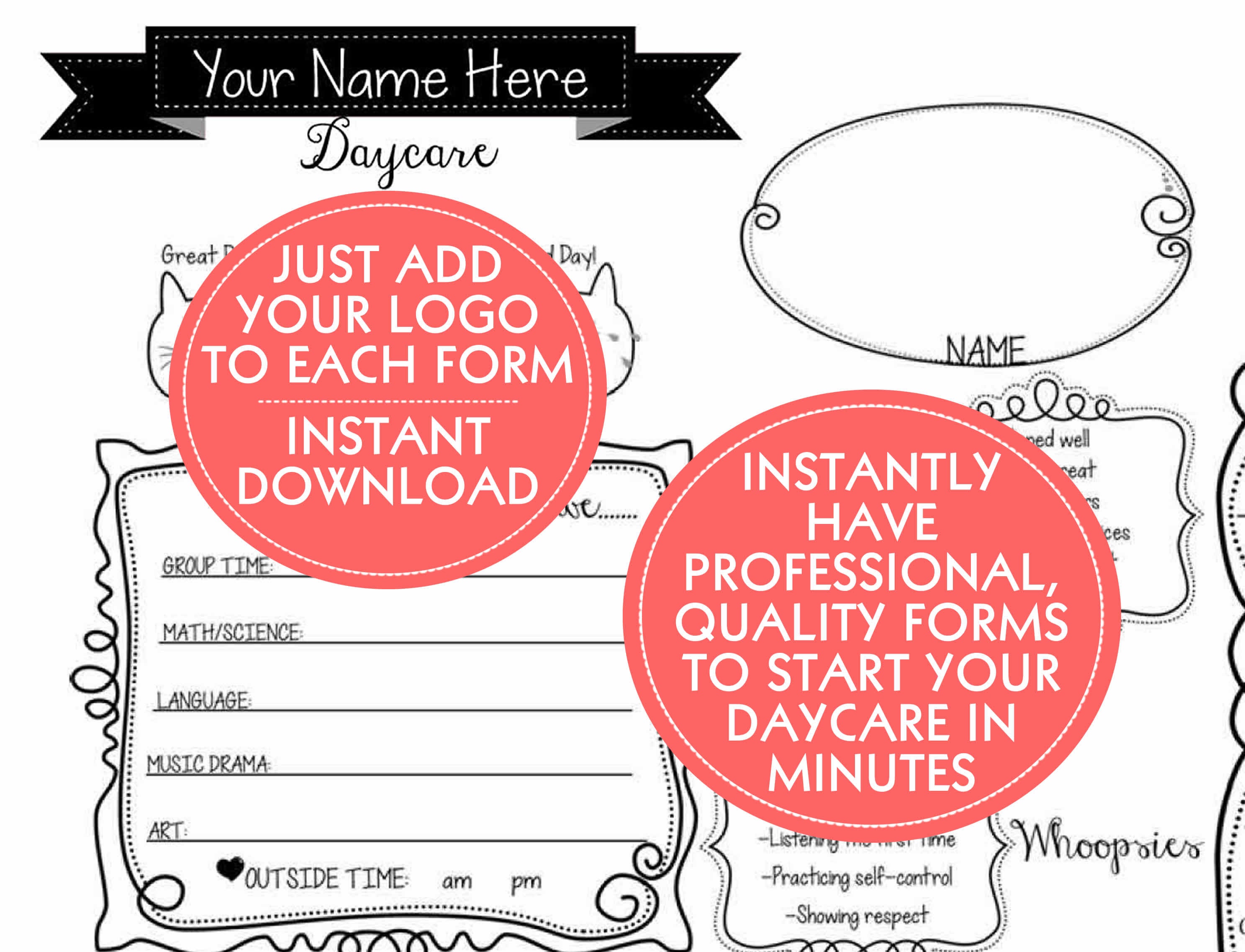 Daycare Forms Bundle: Editable Parent Handbook, Menus, Schedules ...