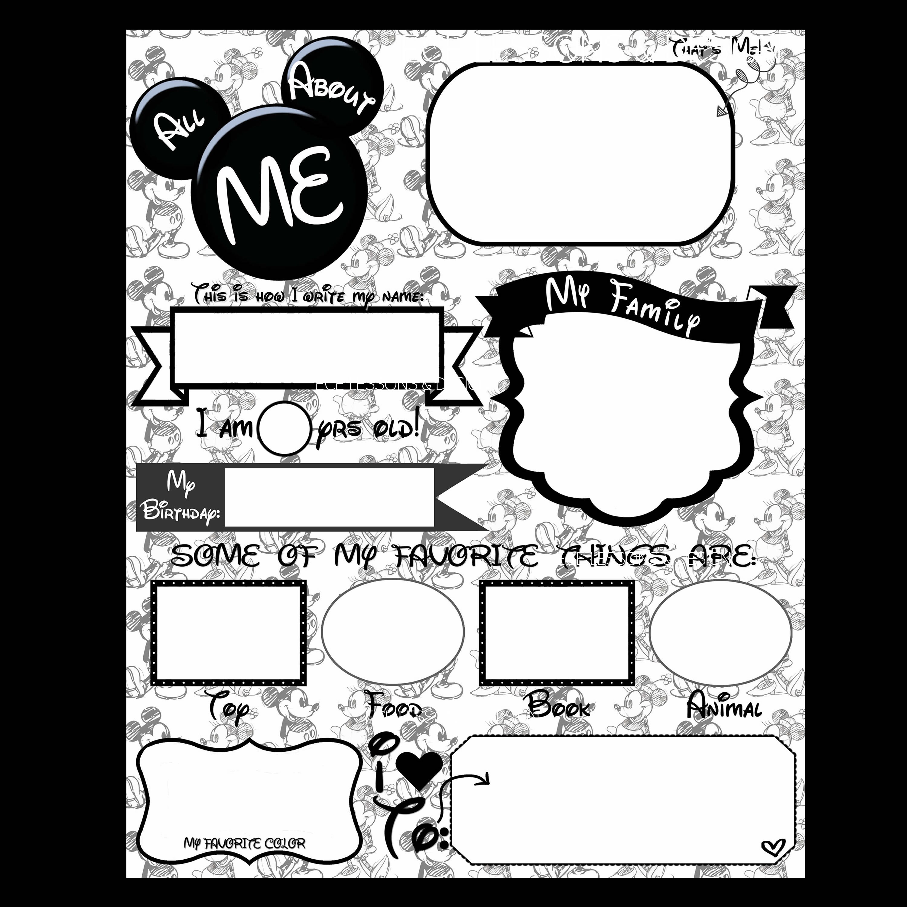 ALL ABOUT ME Mickey Themed - Printable in 8x10, 11x14, 16x20, 22x28 ...