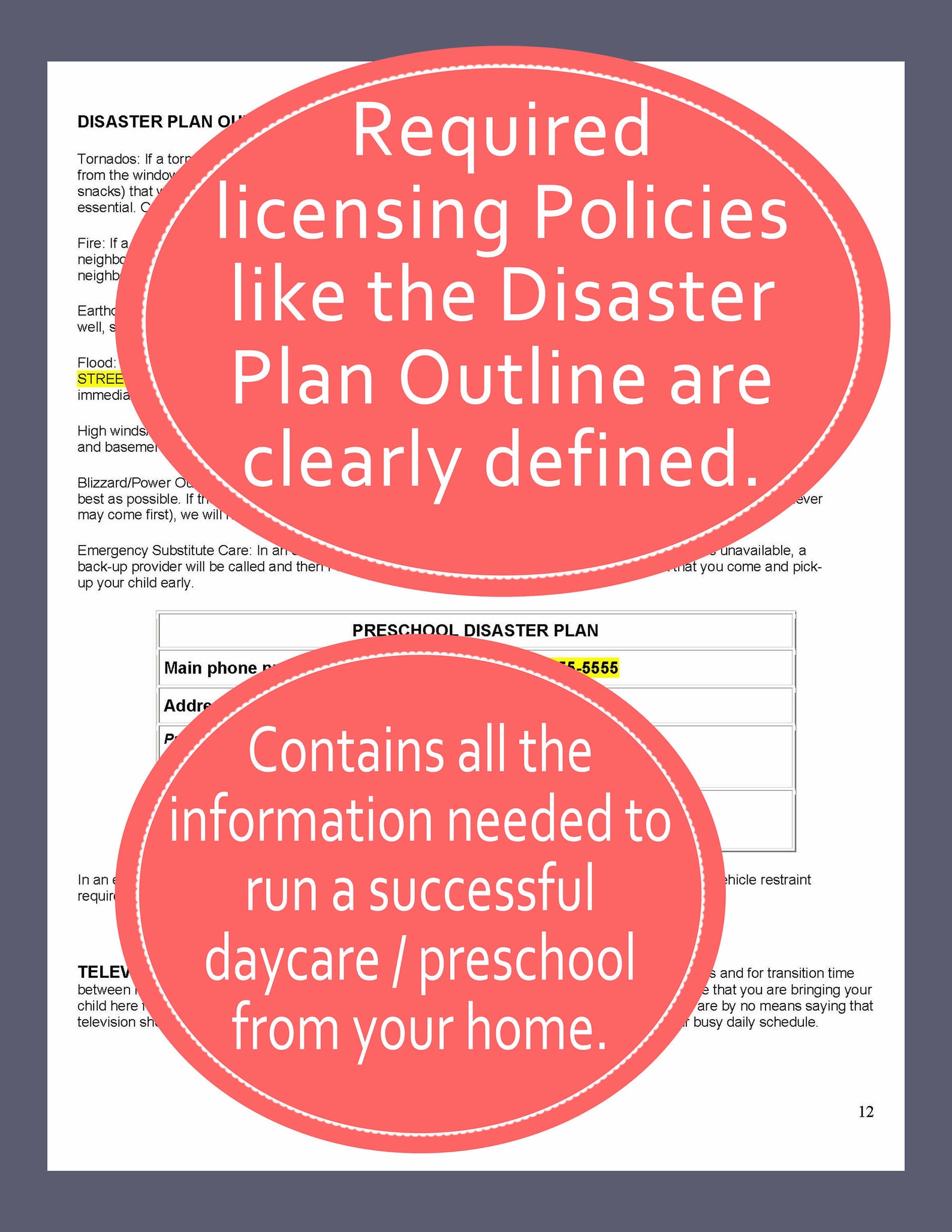 Editable DAYCARE PARENT HANDBOOK Word Doc, Policies & Procedures: in ...