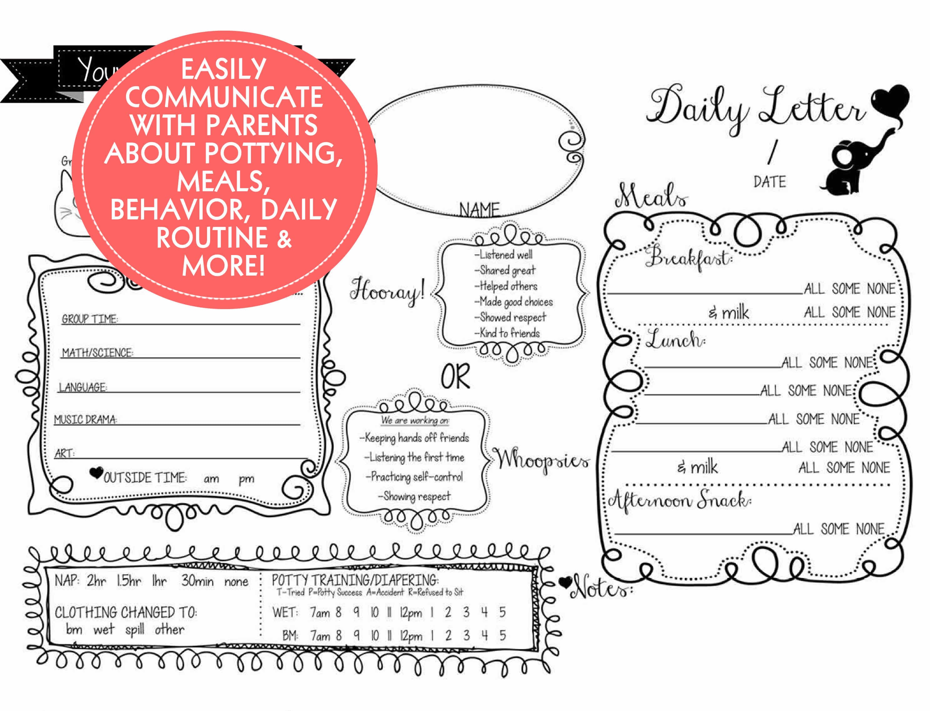 DAILY LETTER/REPORT : Daycare / Preschool / Child Care / Early - Etsy