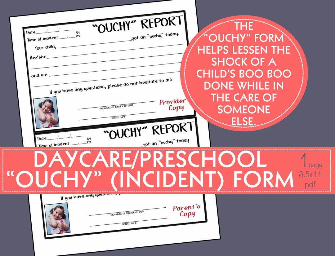 DAYCARE FORM ouchy Report accident Form Incident - Etsy Canada