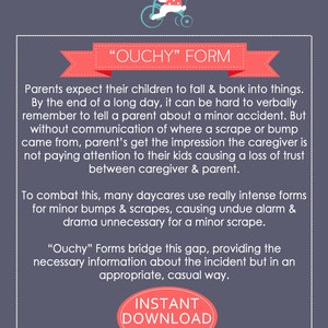 Daycare Ouchy Report Form: Childcare Incident Report (PDF) - Etsy Canada