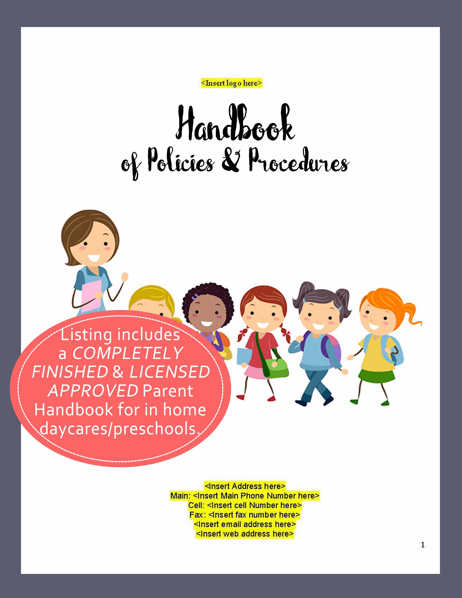 DAYCARE Employee AND Parent HANDBOOKS: for in Home Centers - Etsy