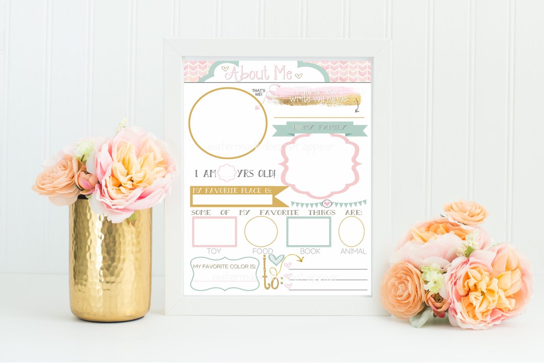 All About Me Poster: Birthday Keepsake, Student of the Month (digital ...