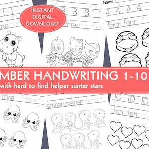 NUMBER HANDWRITING PRACTICE Worksheets: Prek & Kindergarten Handwriting ...