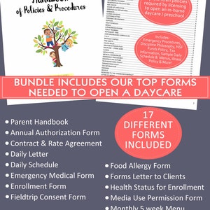 STARTING A DAYCARE Complete Paperwork Forms Bundled Set Including ...