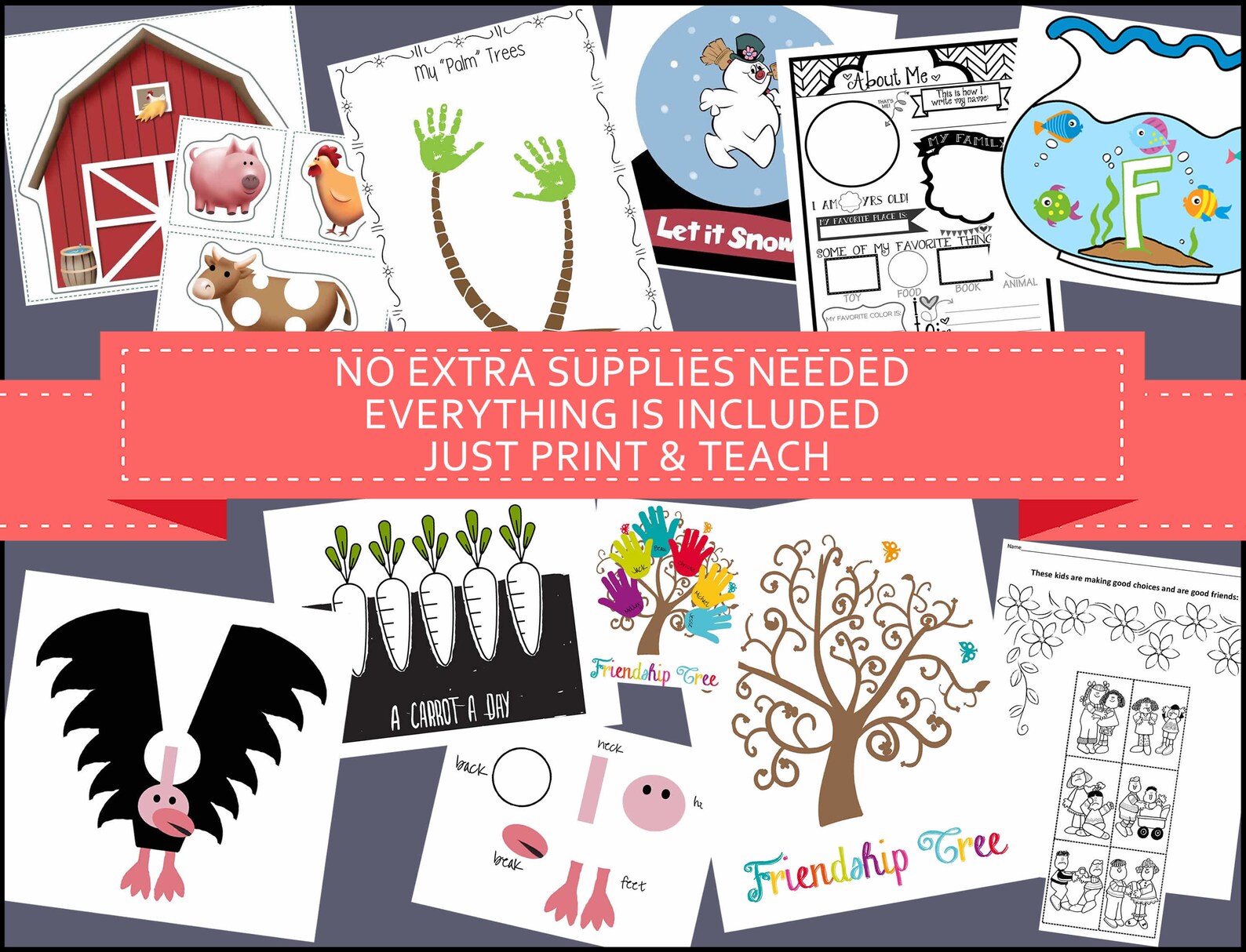 PRESCHOOL CRAFT CURRICULUM Color and B&w Letters Colors - Etsy