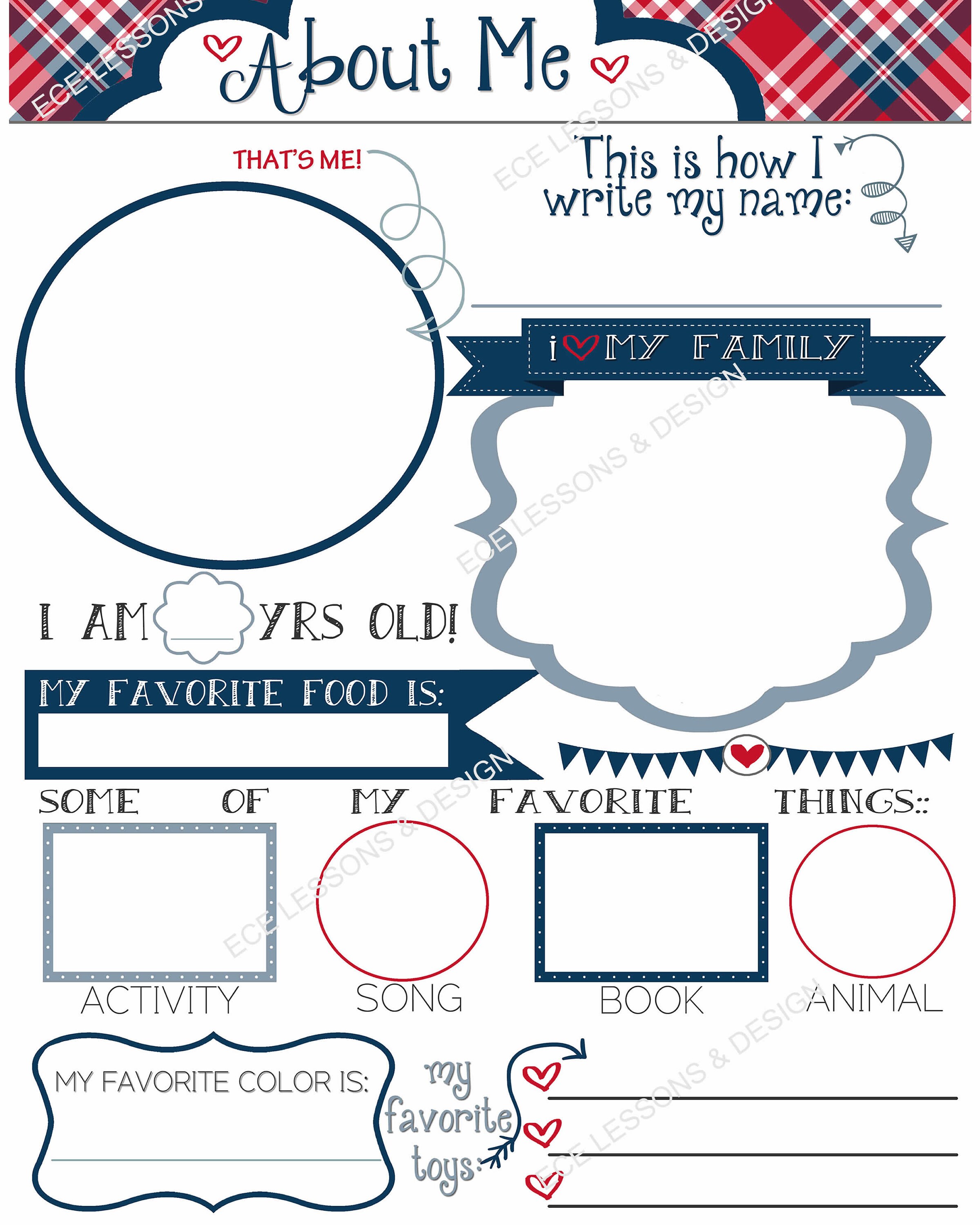 ALL ABOUT ME Modern Red & Blue Poster Printable in 8x10 - Etsy