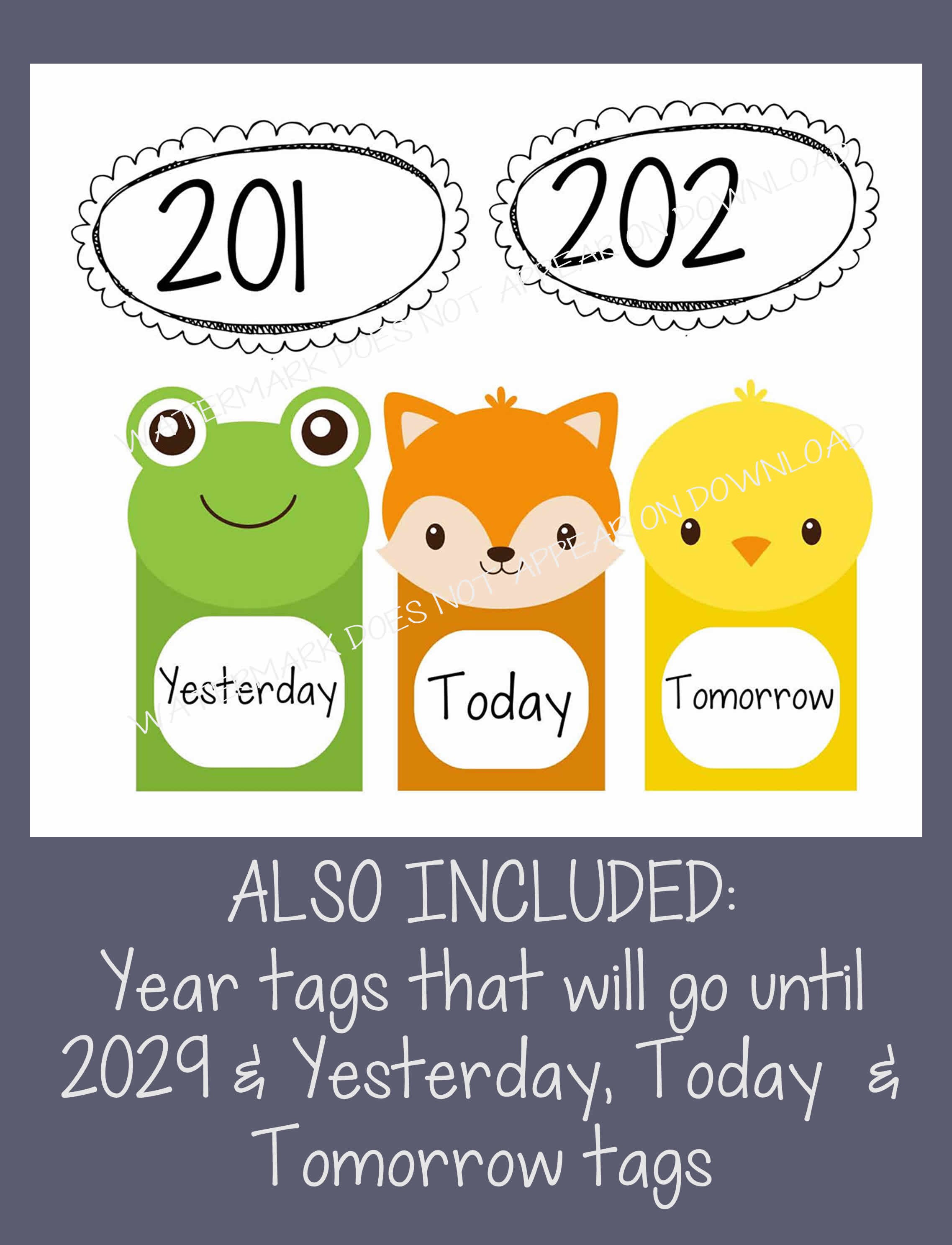 Animal Calendar Set: Months, Days, Years Reusable Labels (word Files ...