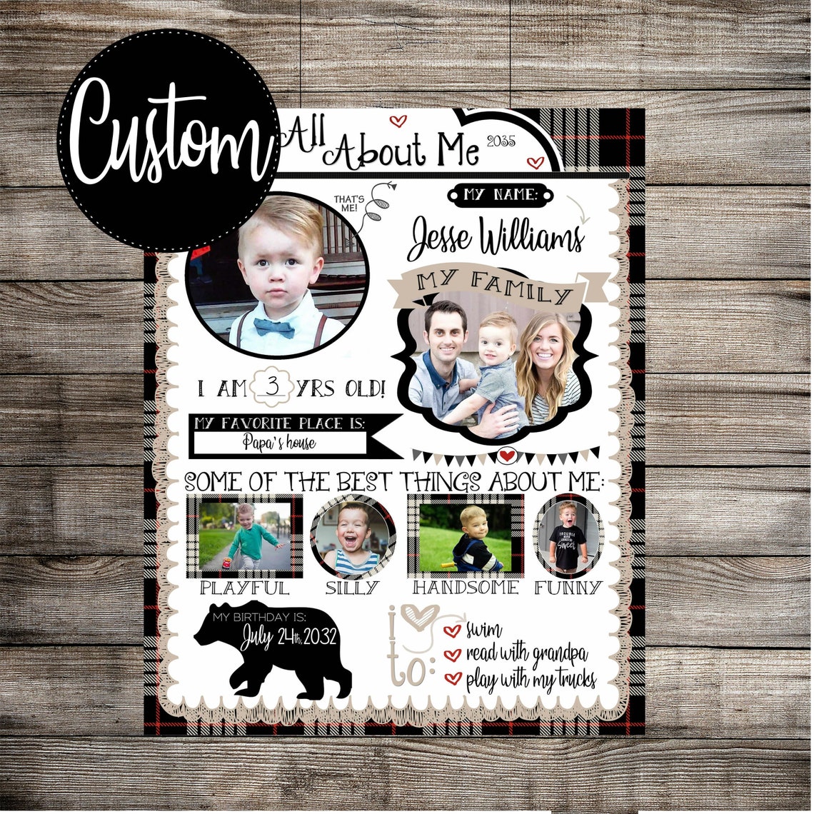 Custom All About Me Poster: Personalized Photo Sign (digital Download ...