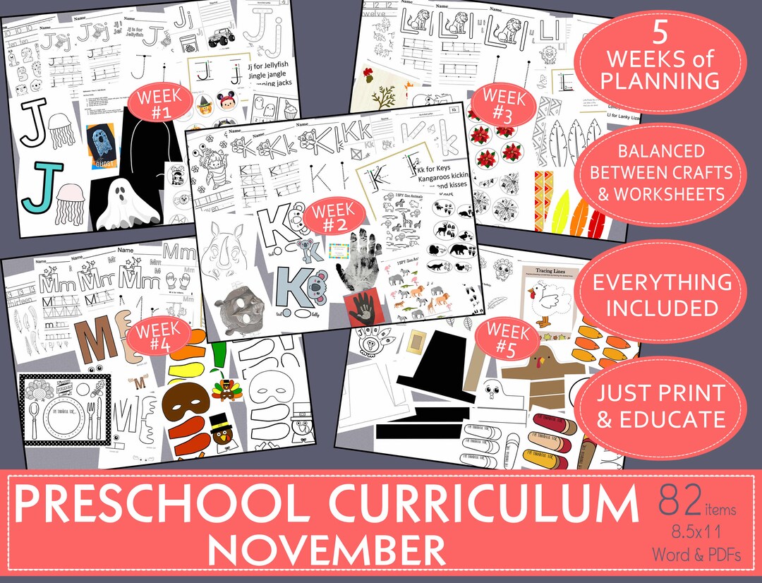 November Preschool Curriculum: Crafts, Worksheets, & Activities ...