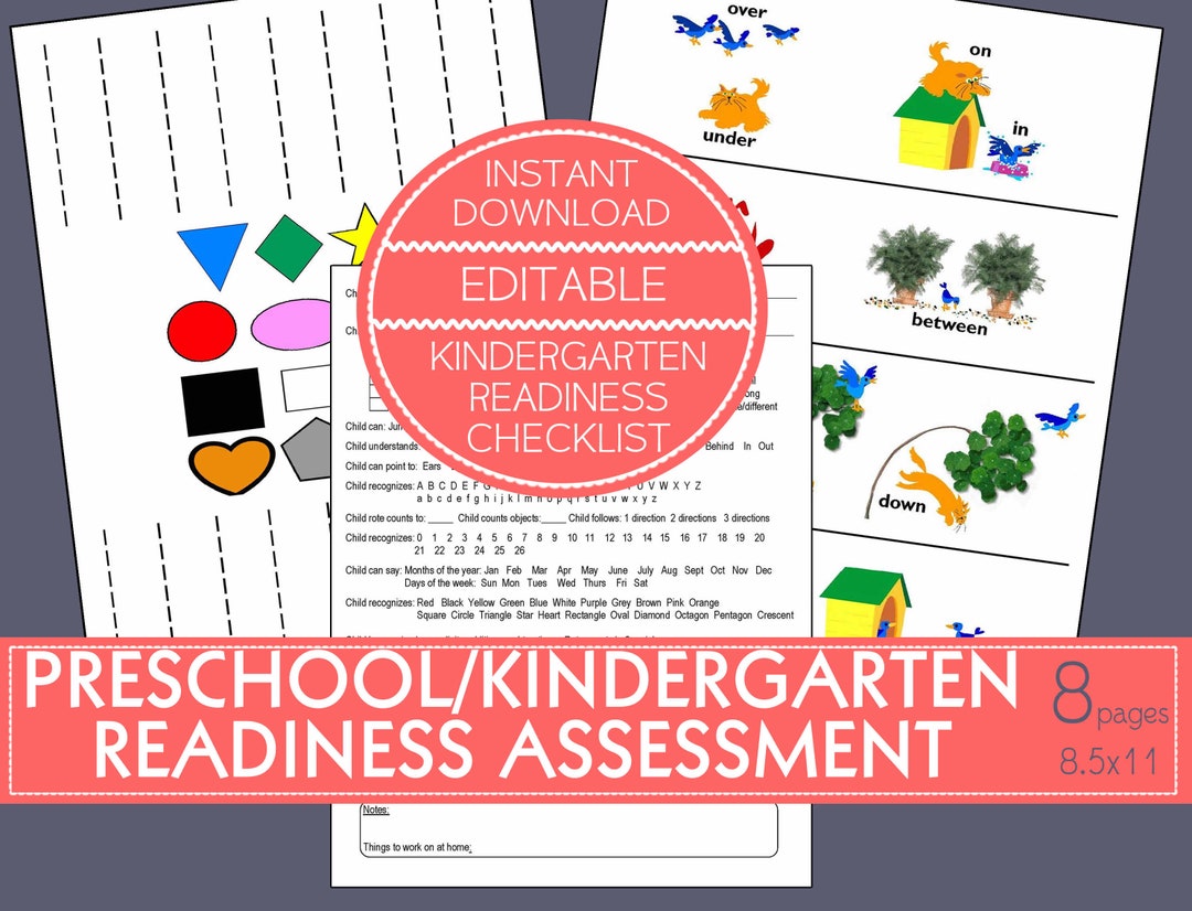 KINDERGARTEN READINESS ASSESSMENT For: Toddler Preschool - Etsy