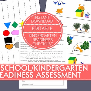 KINDERGARTEN READINESS ASSESSMENT For: Toddler Preschool - Etsy