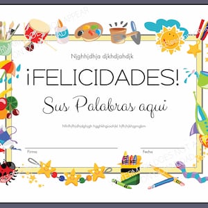 Editable SPANISH CERTIFICATE/ DIPLOMA for Graduation: Preschool ...