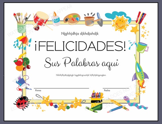 Spanish Class Certificate Editable SPANISH CERTIFICATE/ DIPLOMA For