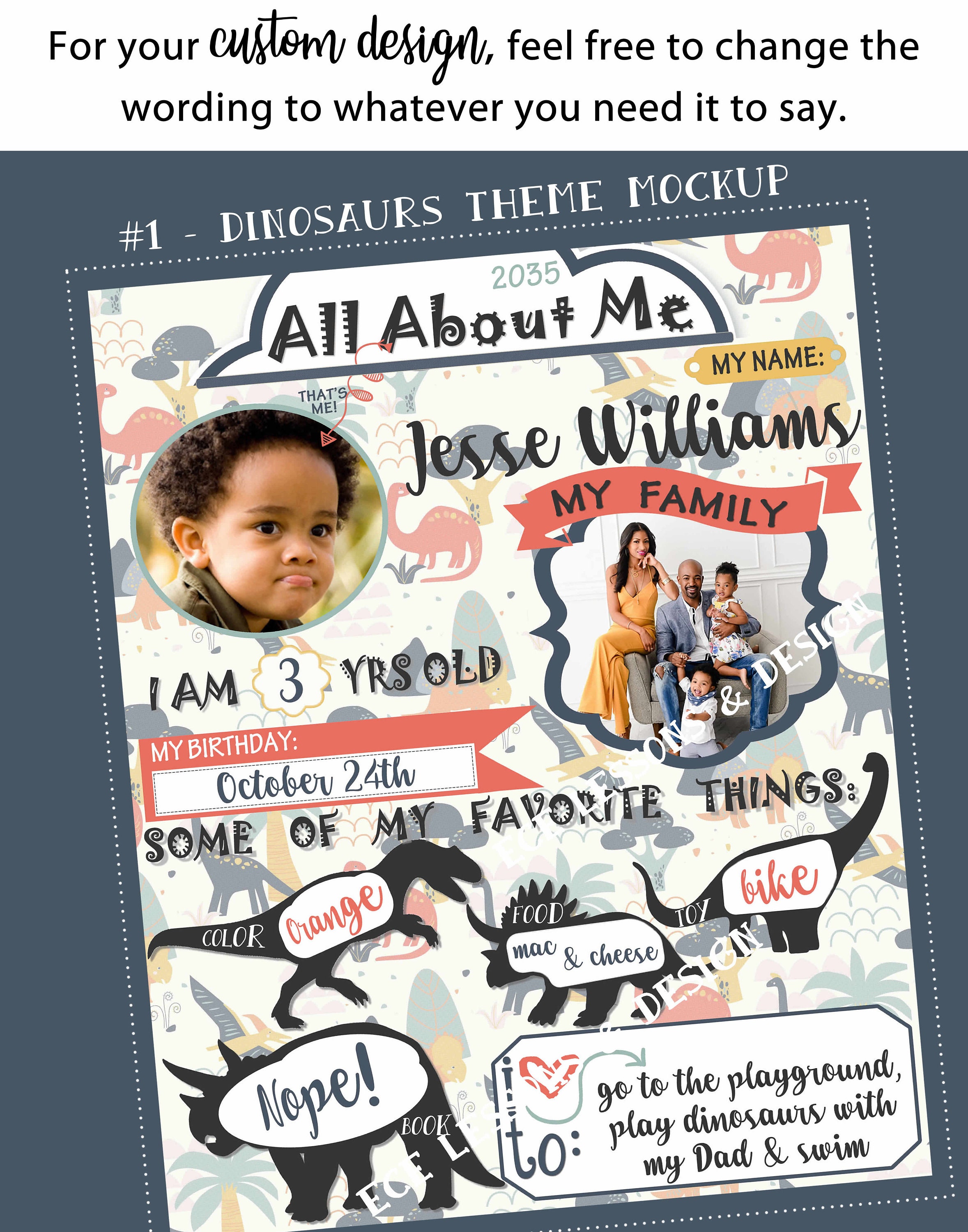 Custom 'all About Me' Poster: Personalized Sign, Printable (digital ...