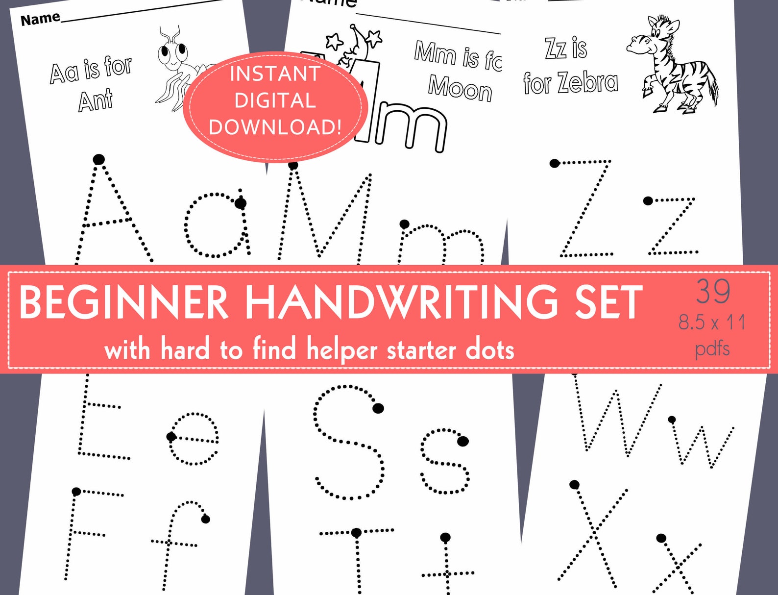 Beginner Handwriting/dot Tracing Alphabet Tracing Practice Worksheets ...