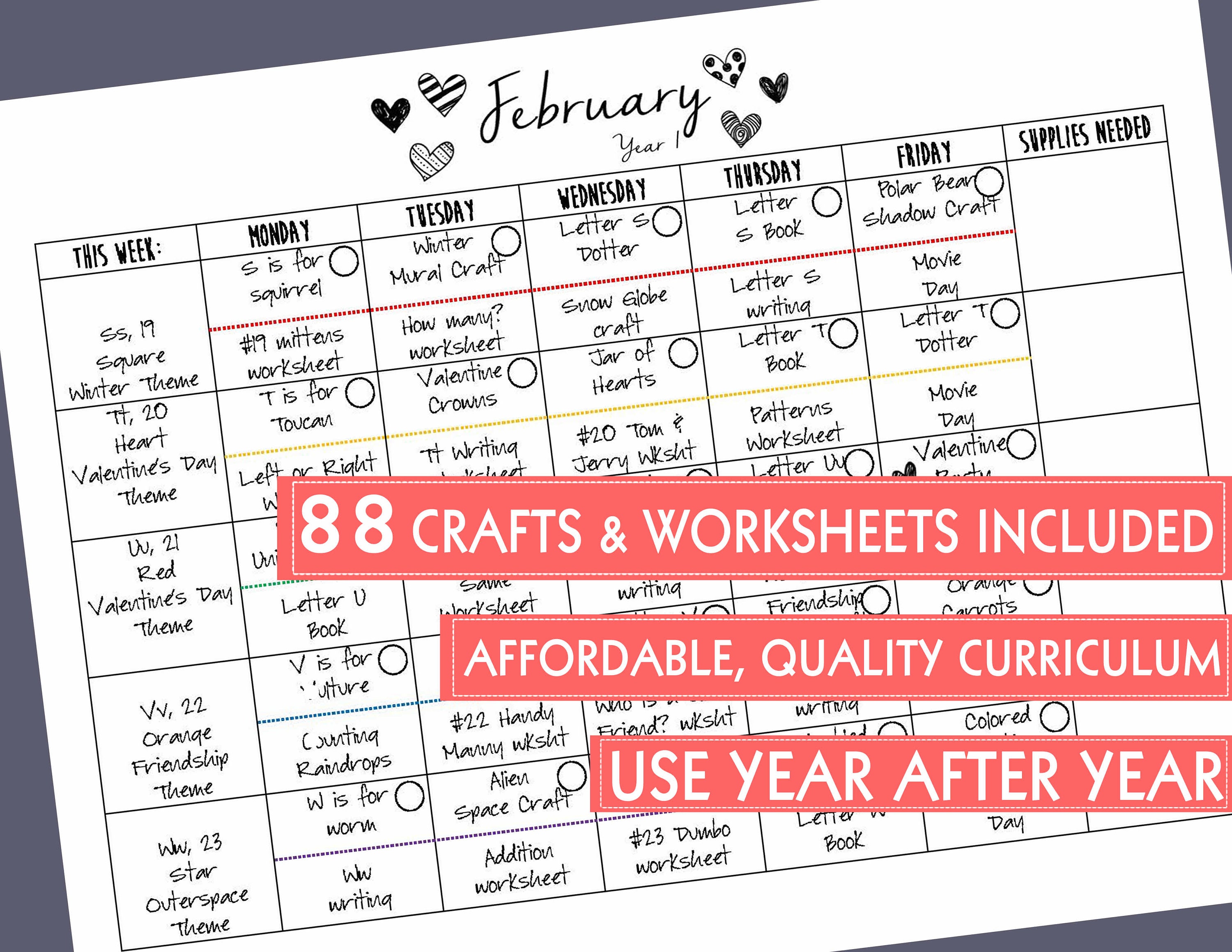 BALANCED PRESCHOOL CURRICULUM February activities: a month of | Etsy