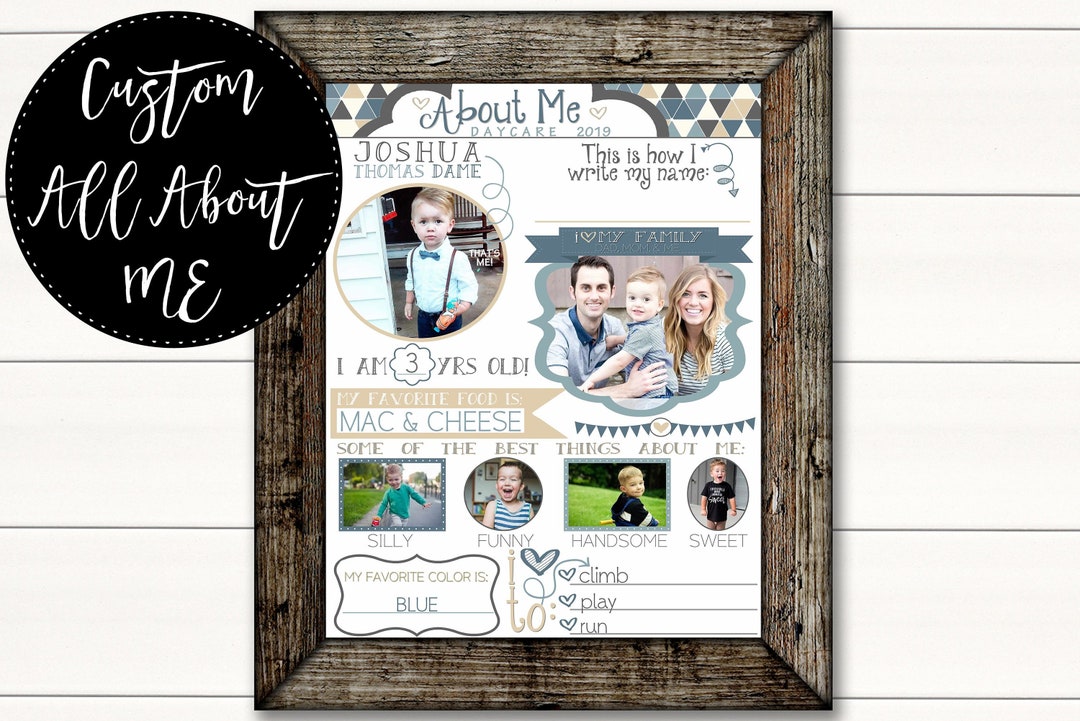 Custom ABOUT ME POSTER modern personalized sign, 8x10, 11x14, 16x20 ...