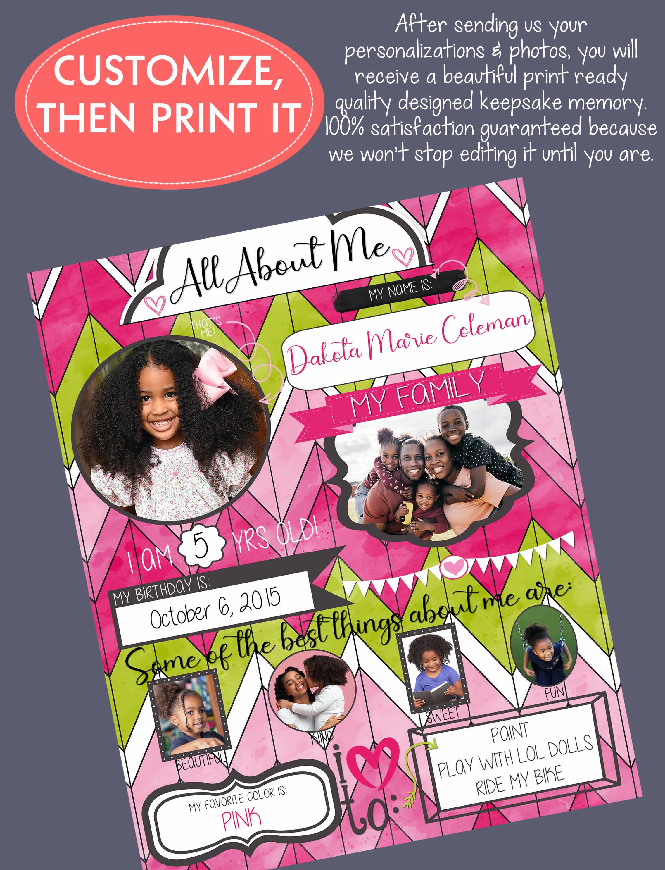 Custom ABOUT ME POSTER Designed Personalized by You-8x10 - Etsy