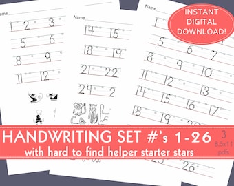NUMBER HANDWRITING PRACTICE Worksheets: Prek & Kindergarten | Etsy
