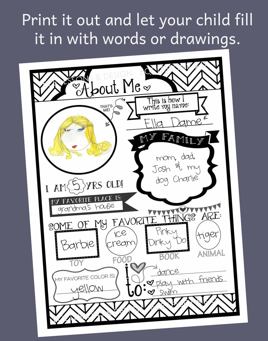 All About Me Poster: Black & White Printable (digital Download) - Etsy
