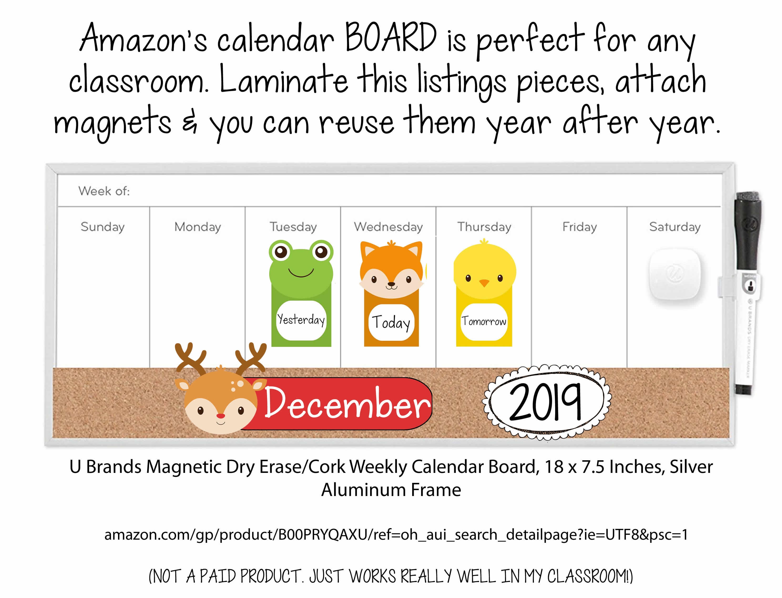 MONTHLY ANIMAL CALENDAR Set: Months Year Week Days Reusable | Etsy