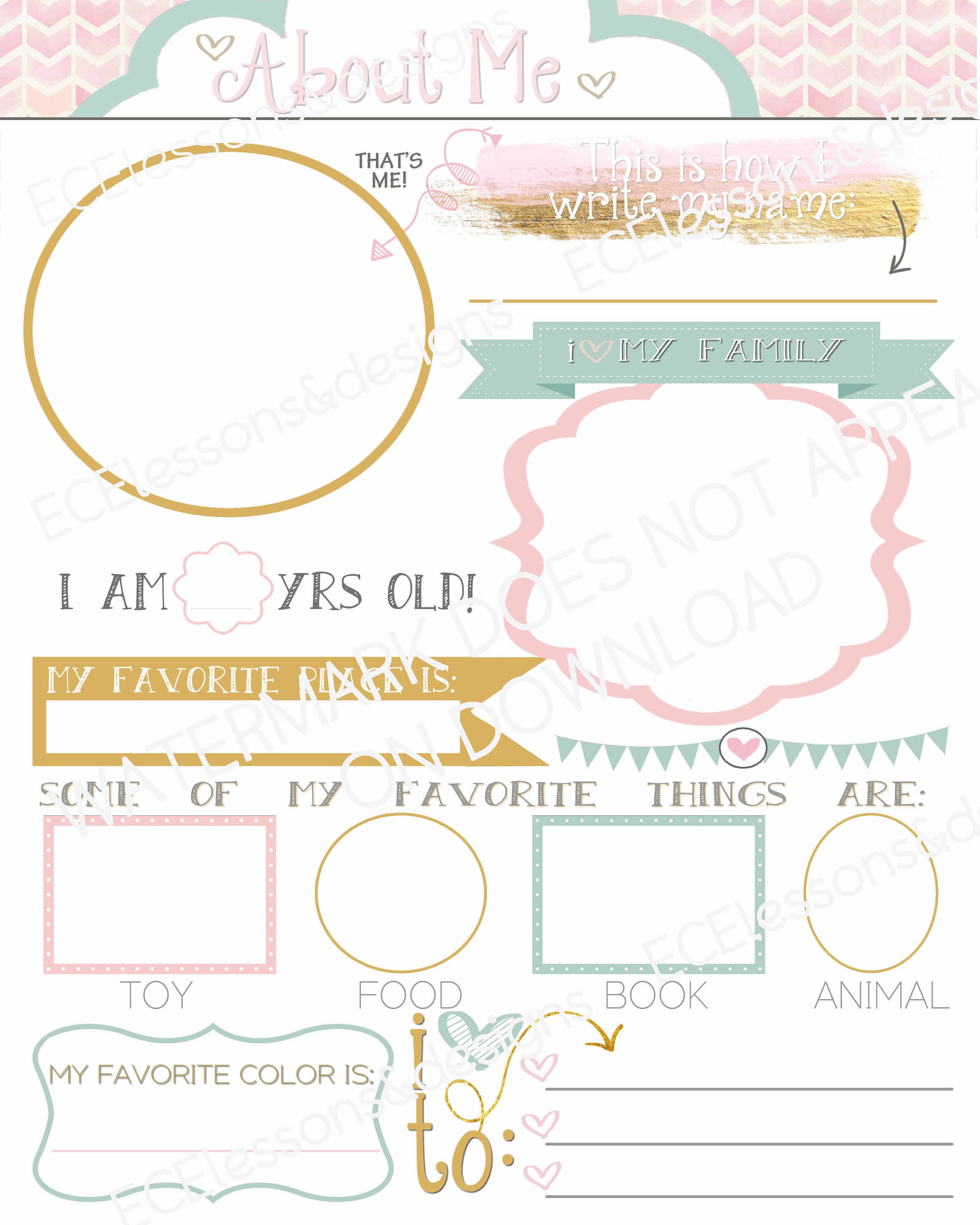 All About Me Poster: Birthday Keepsake, Student of the Month (digital ...