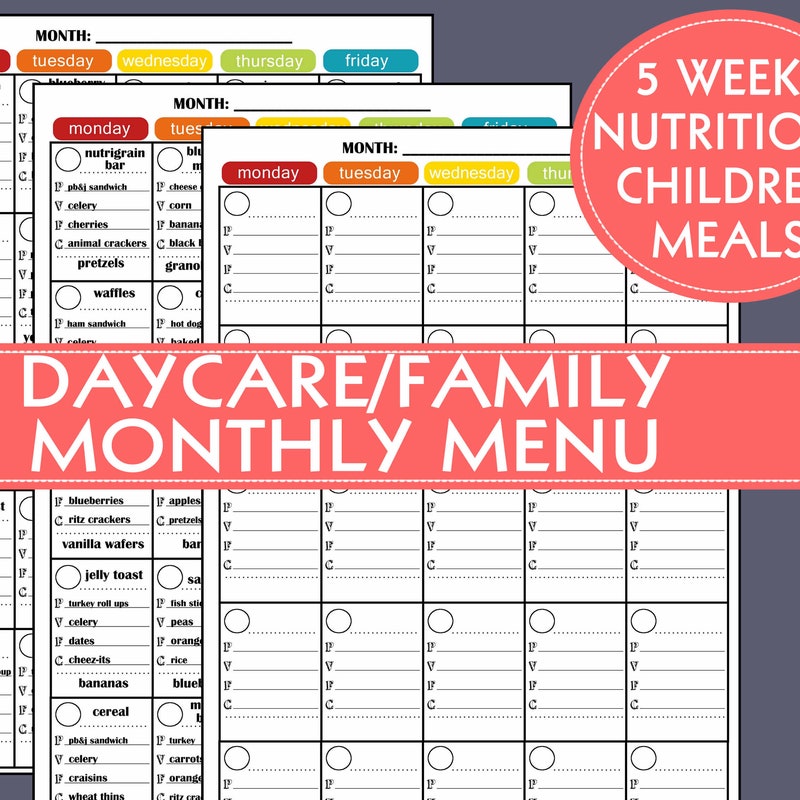 Daycare Food Menu - Etsy