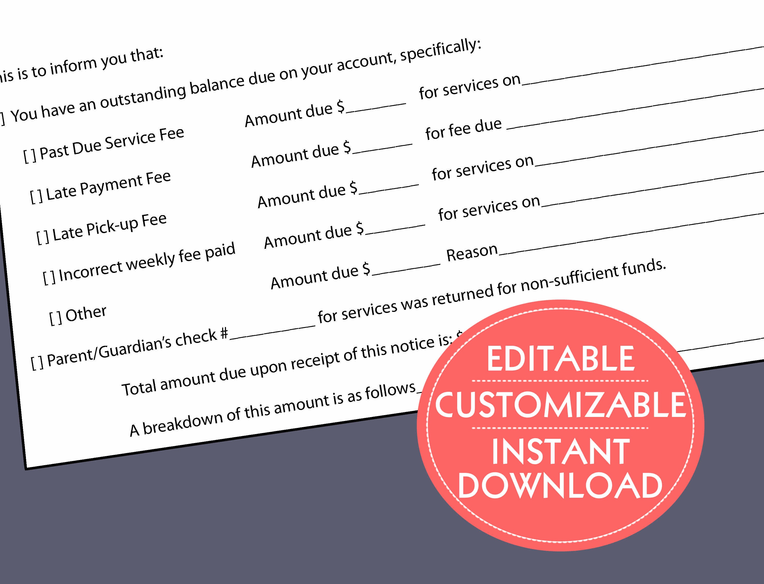 Editable PAYMENT COLLECTIONS NOTICE Forms 2 Different Forms Formal ...