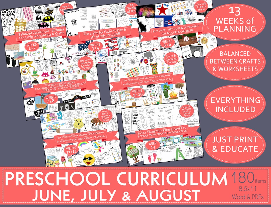 Summer Preschool Curriculum: June-august Activities (printable) - Etsy