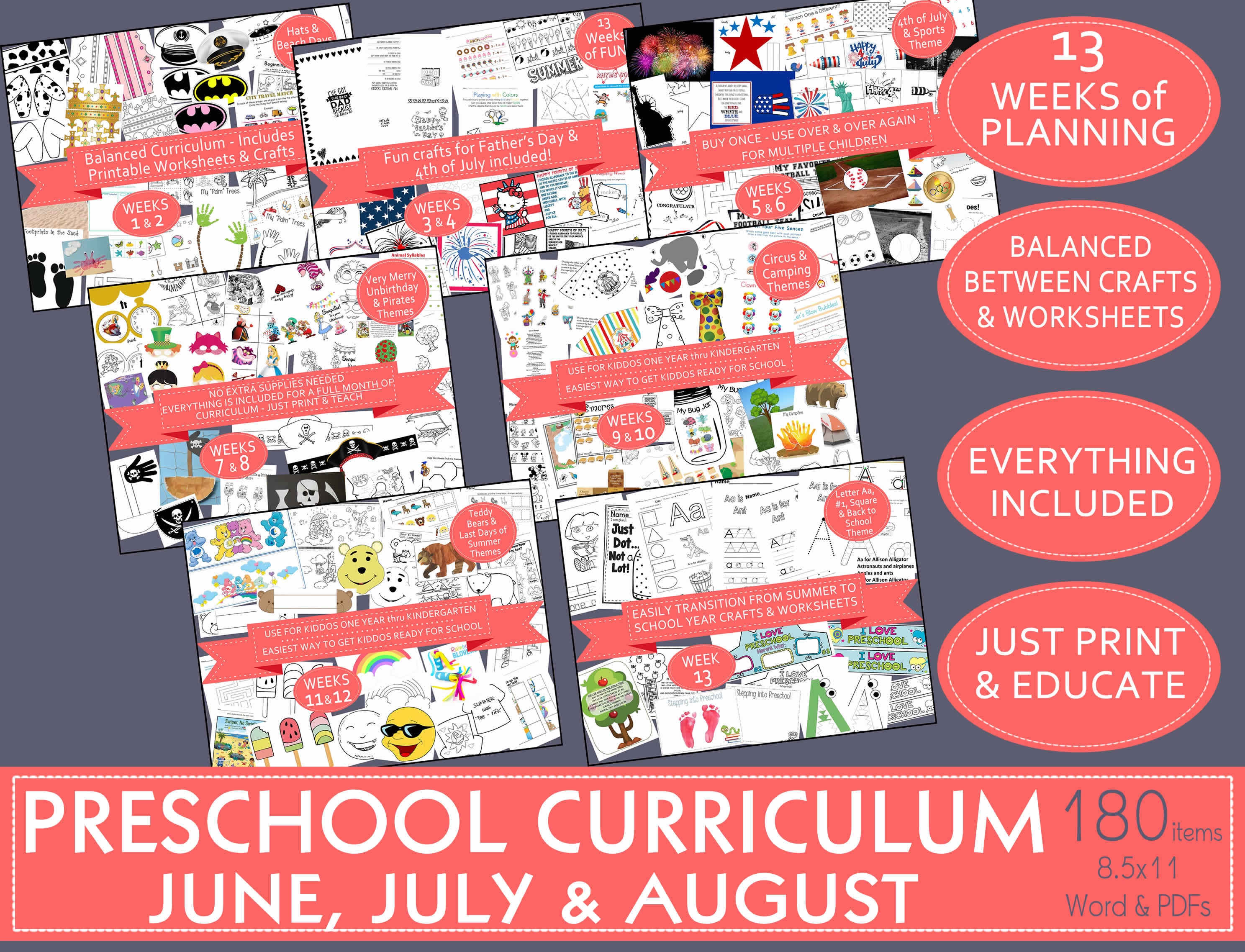 Summer Preschool Curriculum: June-august Activities (printable) - Etsy
