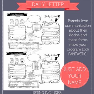 DAILY LETTER/REPORT : Daycare / Preschool / Child Care / Early ...