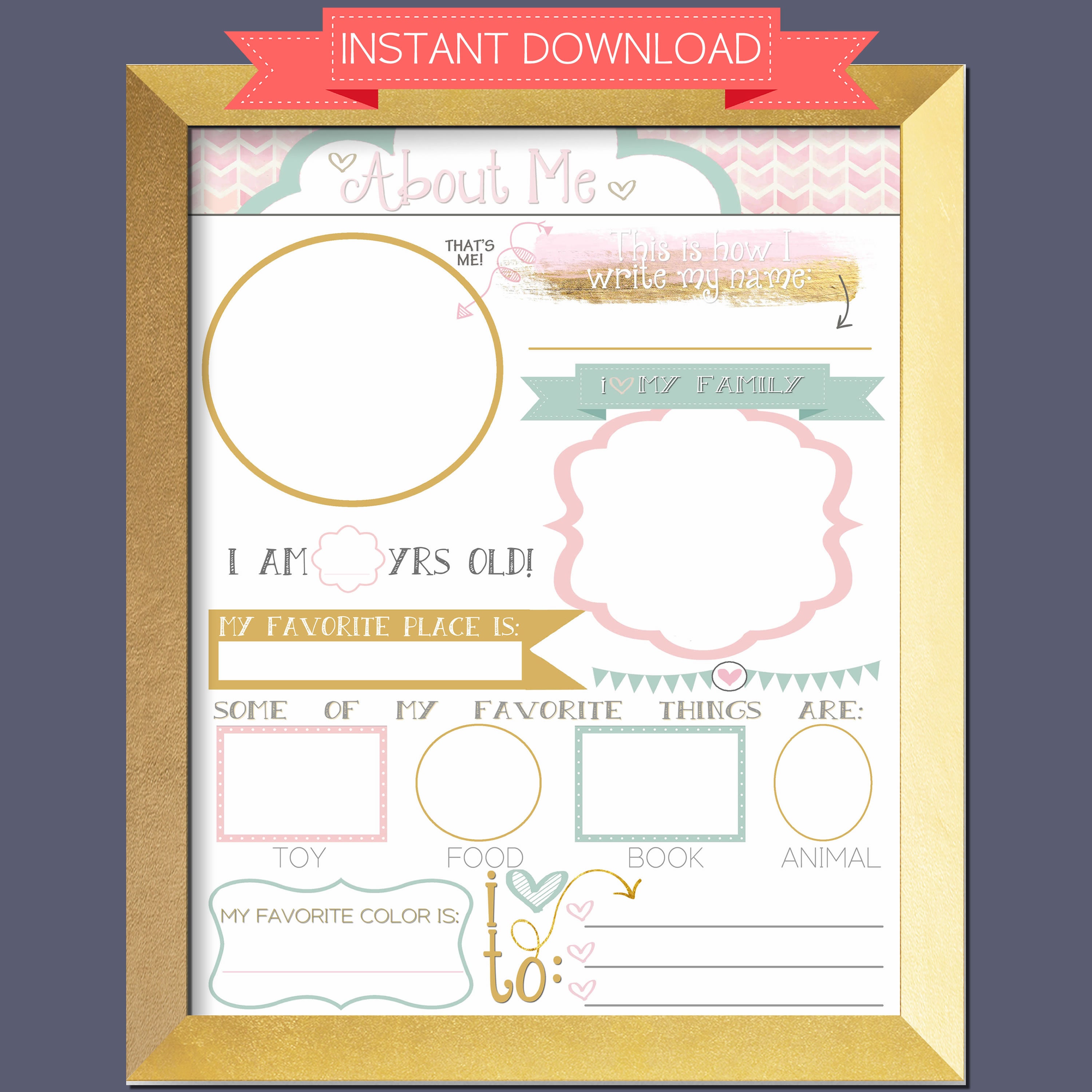 All About Me Poster: Birthday Keepsake, Student of the Month (digital ...