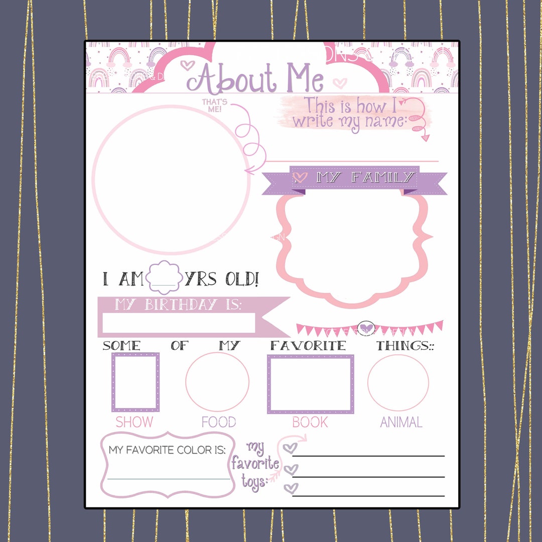 ALL ABOUT ME Modern Rainbow Pink & Purple Poster - 8x10, 11x14, 16x20 ...