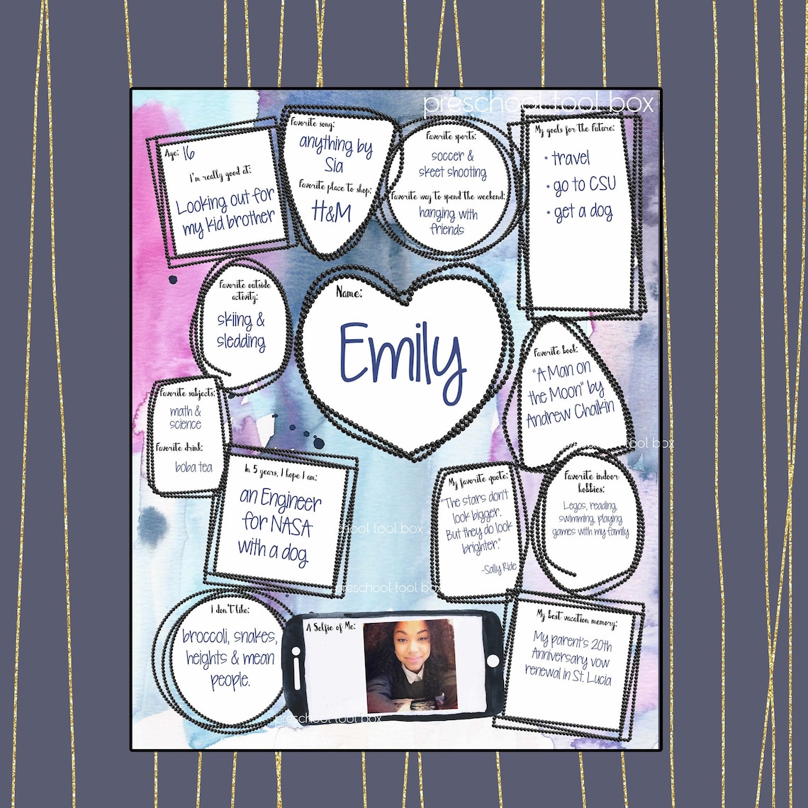 ALL ABOUT ME Watercolor Middle School High School Tween - Etsy