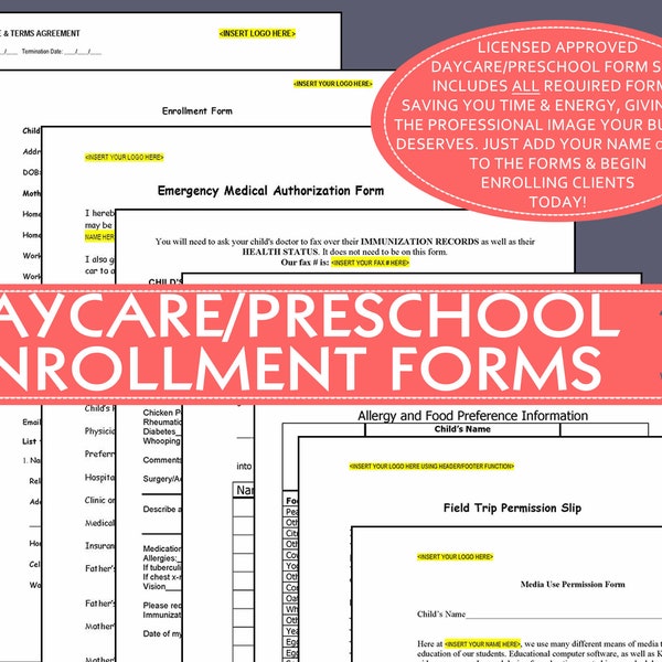 Daycare Forms - Etsy