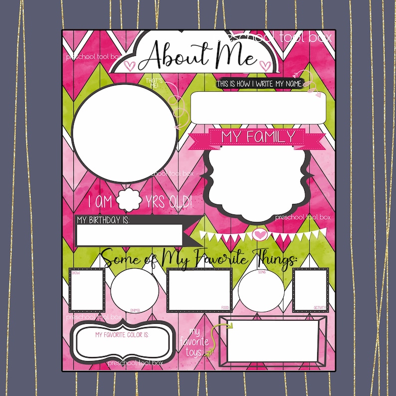 ALL ABOUT ME Modern Pink & Green Poster - 8x10, 11x14, 16x20, 22x28 ...