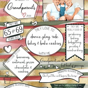 Custom ALL ABOUT ME Grandparent, Grandma, Grandpa, Gigi Themed Poster ...