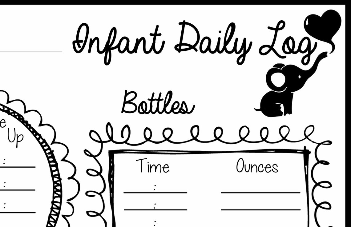 INFANT DAILY LOG: Daycare / Preschool/child Care/baby Log/ - Etsy