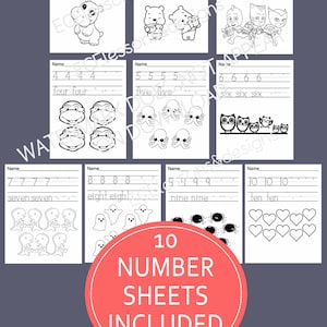 NUMBER HANDWRITING PRACTICE Worksheets: Prek & Kindergarten Handwriting ...