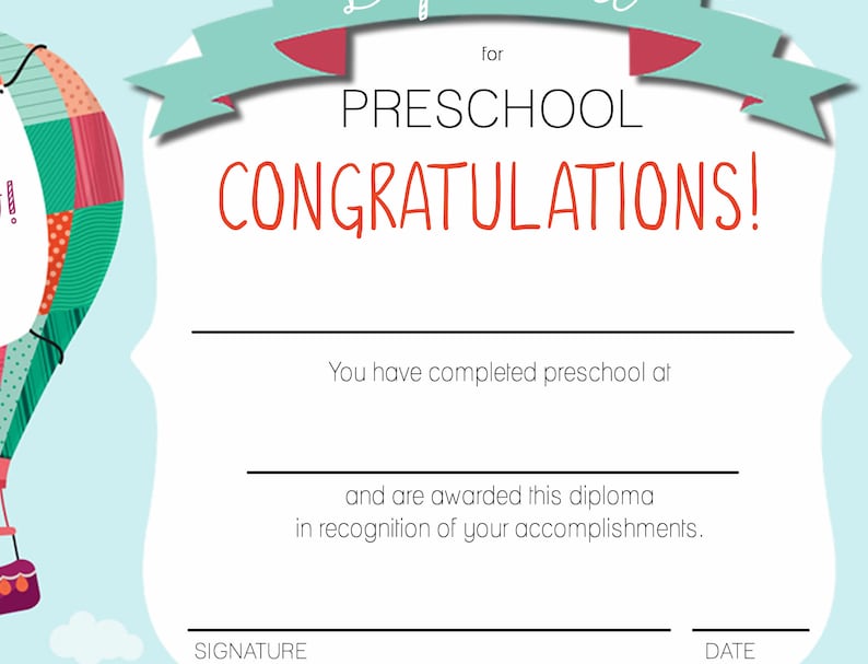 FILL-IN-BLANK Diploma/certificate for Preschool , Daycare ...