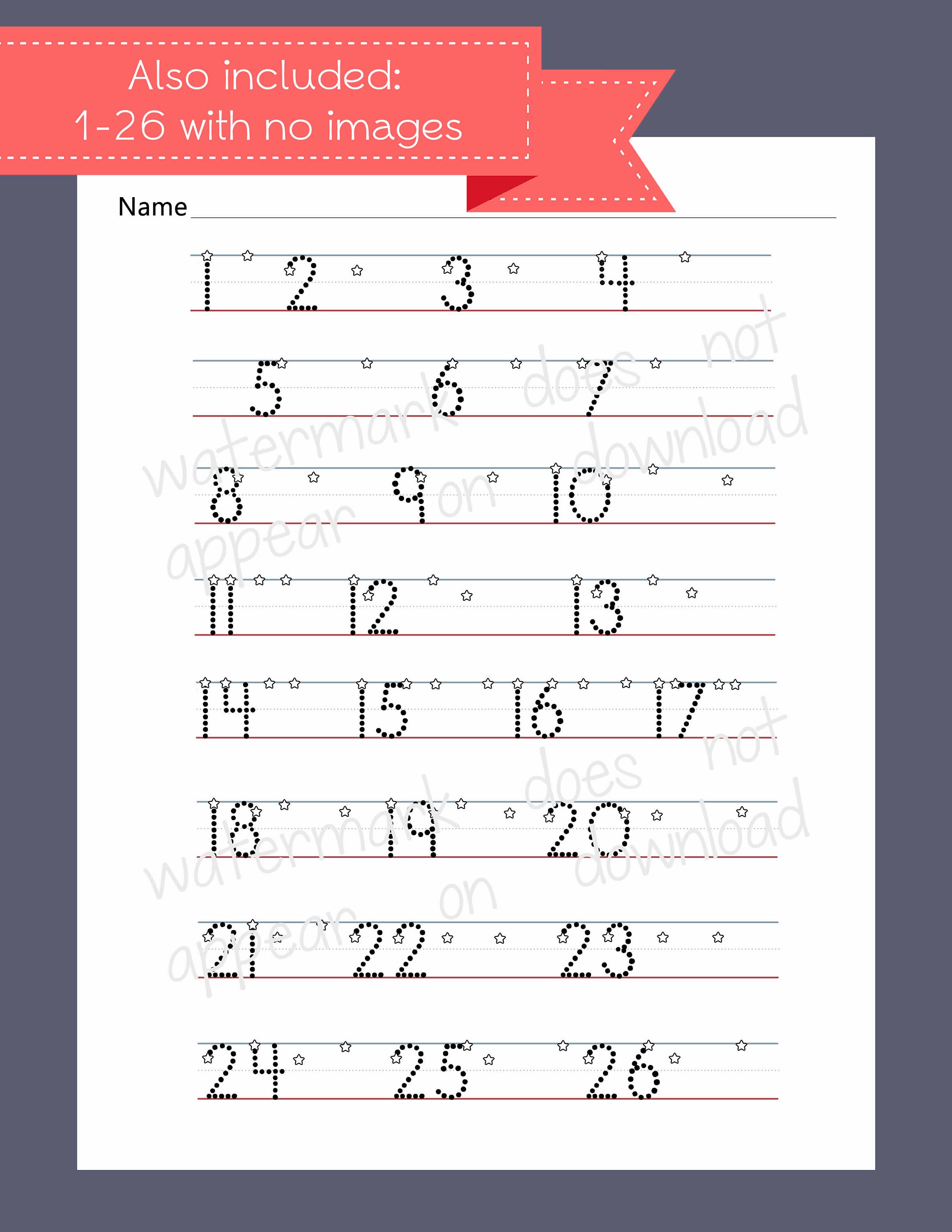 NUMBER HANDWRITING SET 1-26: Prek Kindergarten/numbers 1-26 - Etsy