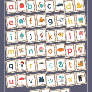 Printable ALPHABET FLASHCARDS, ABC Flashcards, Lowercase, Double Sided ...