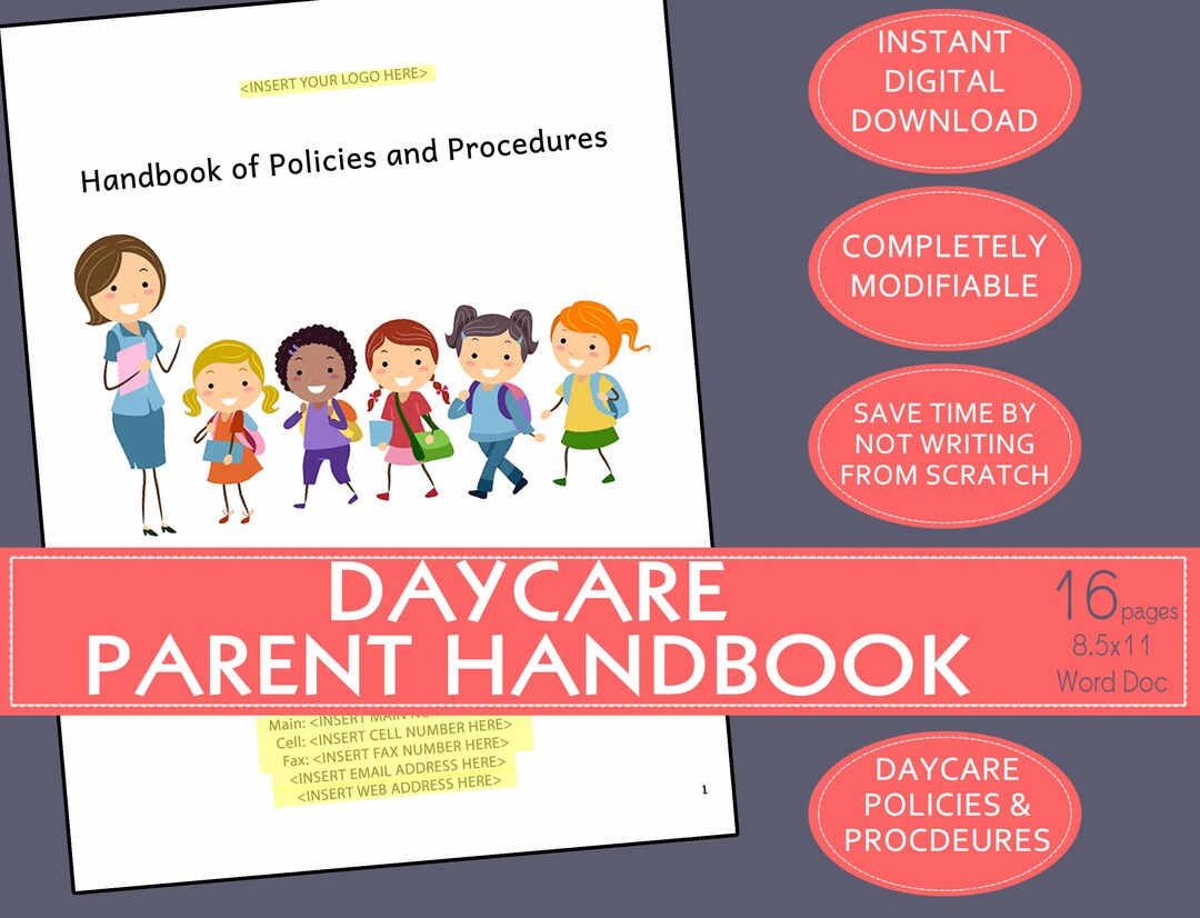 Editable DAYCARE PARENT HANDBOOK Word Doc, Policies & Procedures: in ...