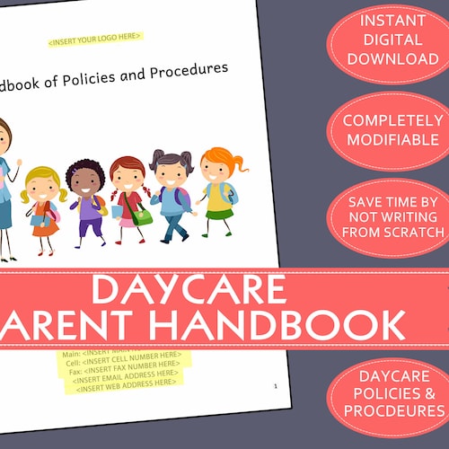Editable DAYCARE EMPLOYEE HANDBOOK: for in Home Centers - Etsy