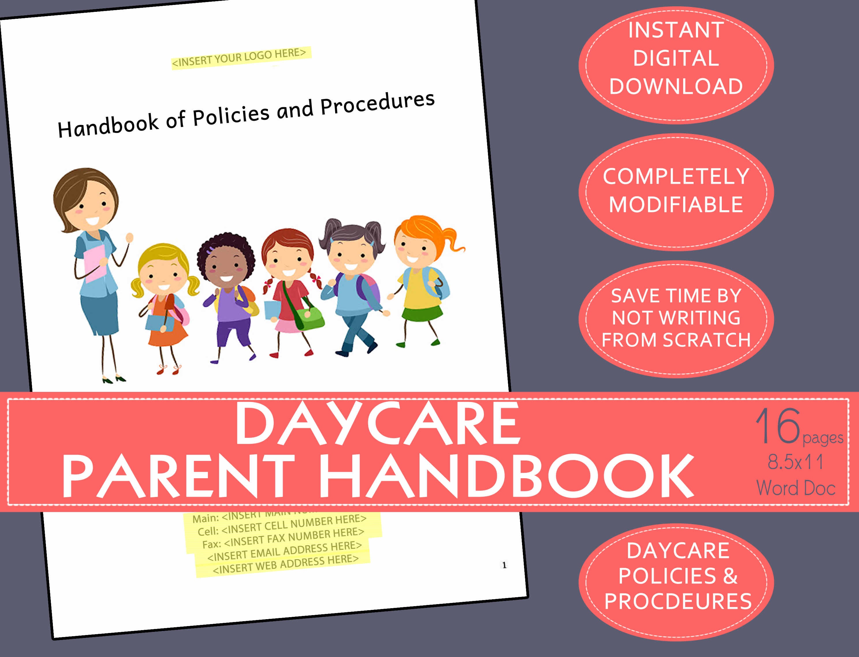 Editable DAYCARE PARENT HANDBOOK Word Doc Policies Etsy Australia
