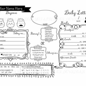 DAILY LETTER/REPORT : Daycare / Preschool / Child Care / Early ...